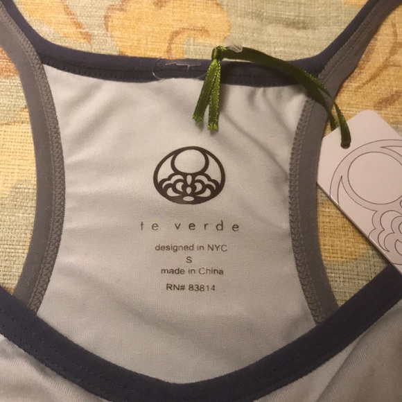 Te Verde | Tops | Nwt Te Verde Tank Light Grey W Greyblue Trim | Poshmark